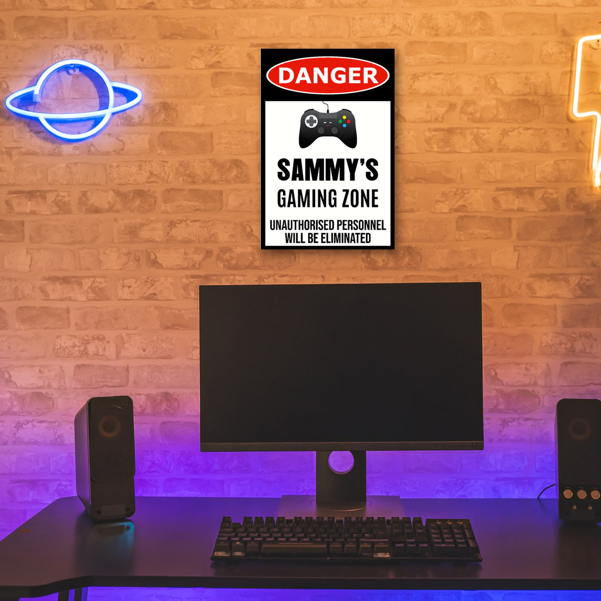 Personalised Danger Gaming Zone Sign | Givi Gifts