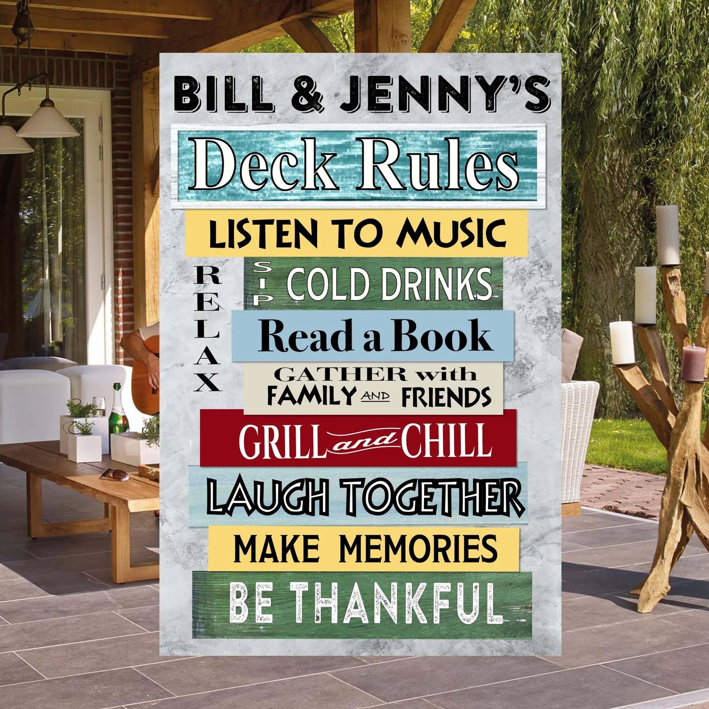 Deck or Patio Personalised Rules Sign | Givi Gifts