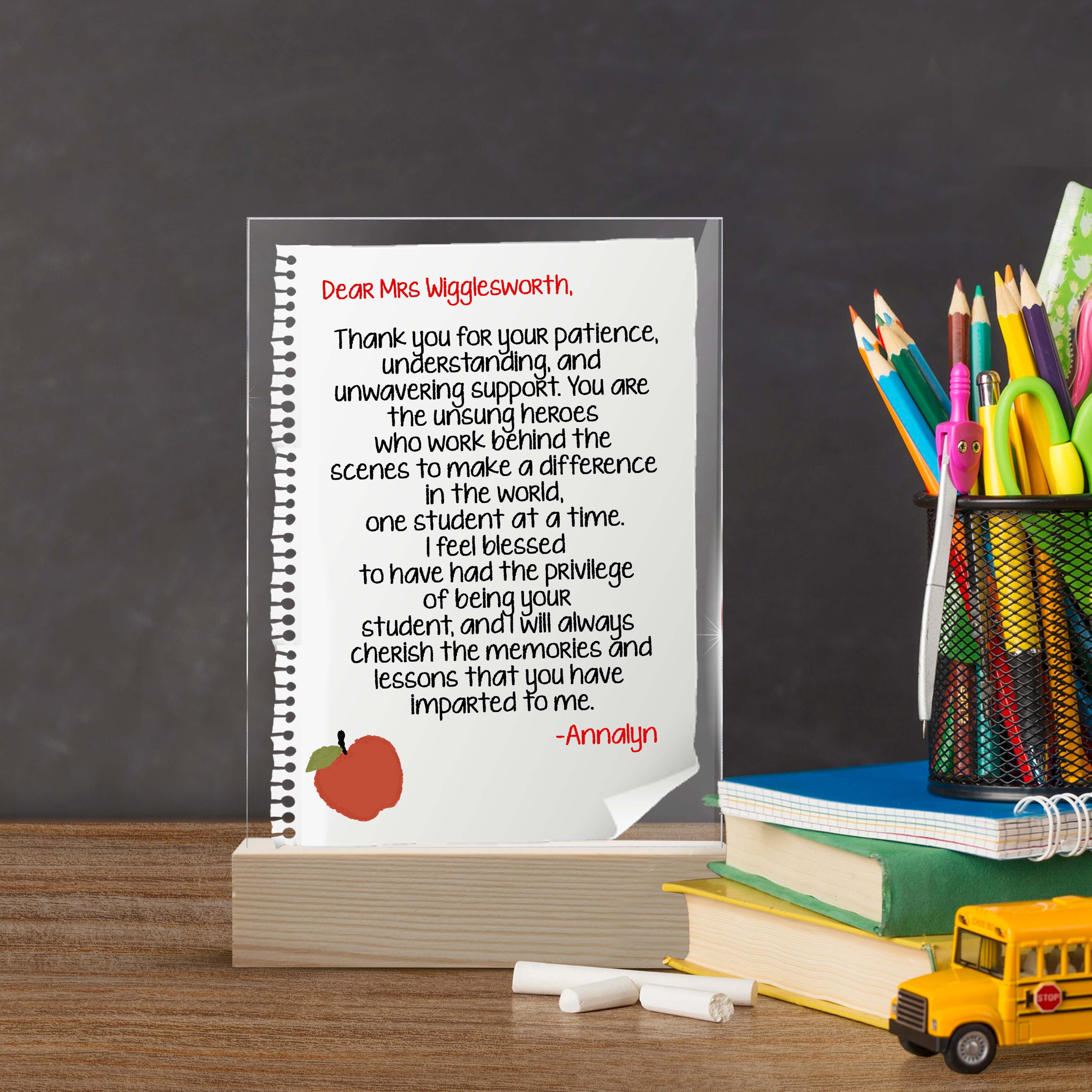 Dear Teacher Personalised Message Acrylic Stand | Givi Gifts