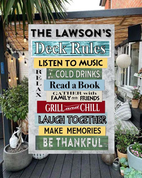 Deck or Patio Personalised Rules Sign | Givi Gifts